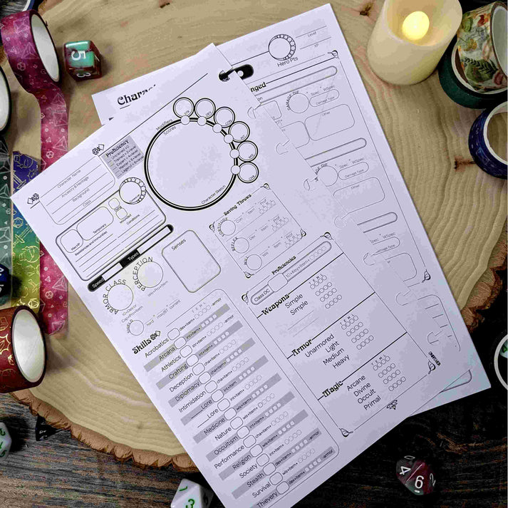 Character Sheets | Player Size (Art Nouveau) | PF2e – Cantrips Media